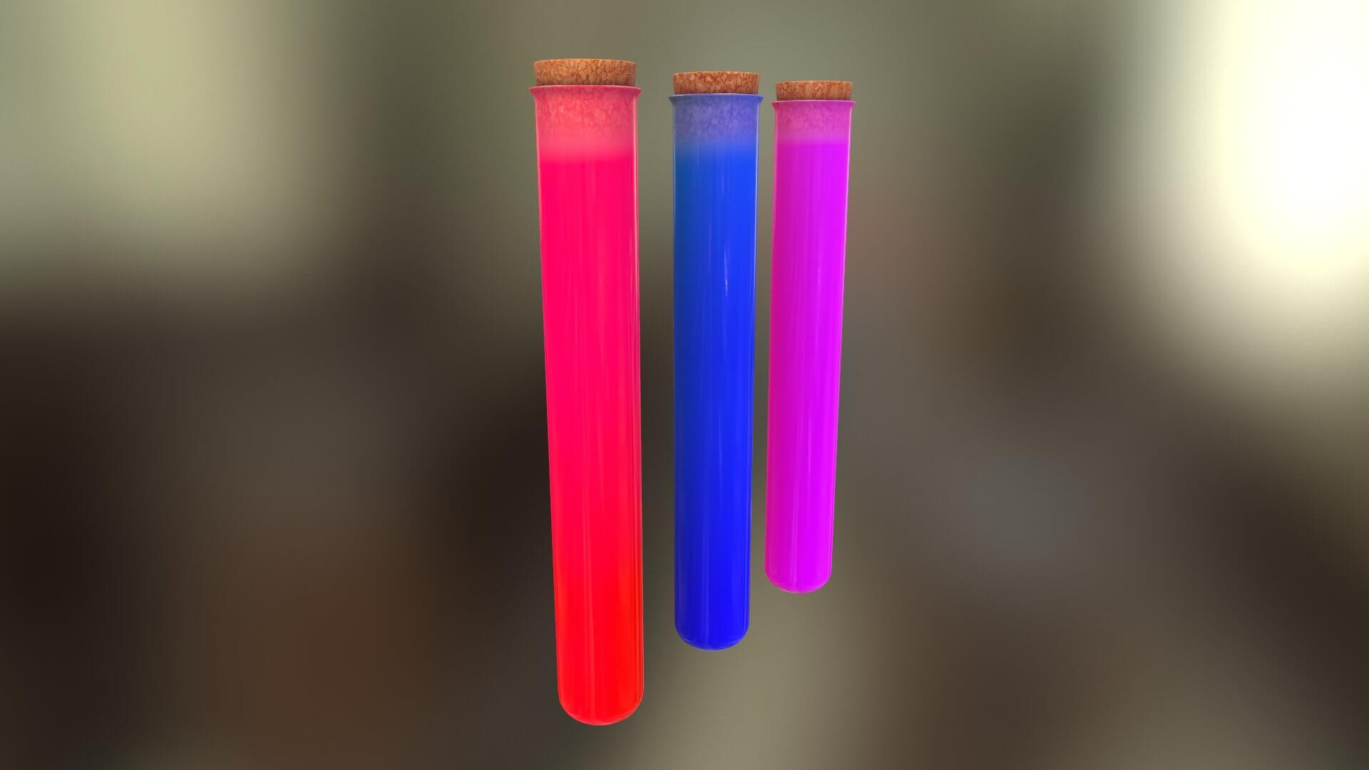 Colored Test Tubes - 3D Model by Grishmanovskij Anton