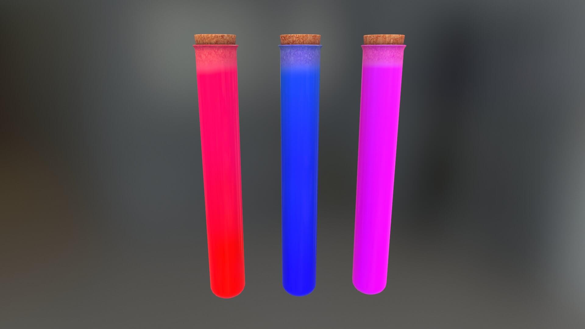 Colored Test Tubes - 3D Model by Grishmanovskij Anton
