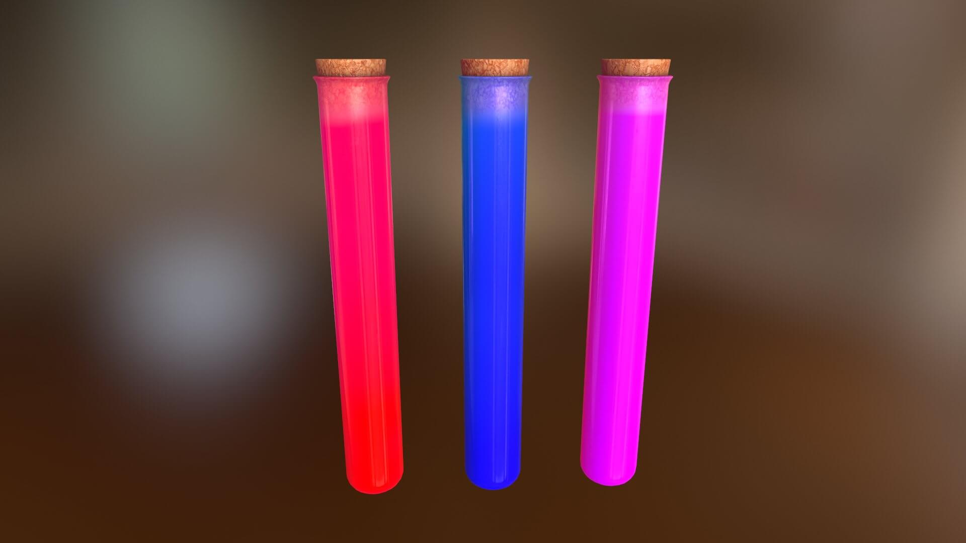 Colored Test Tubes - 3D Model by Grishmanovskij Anton