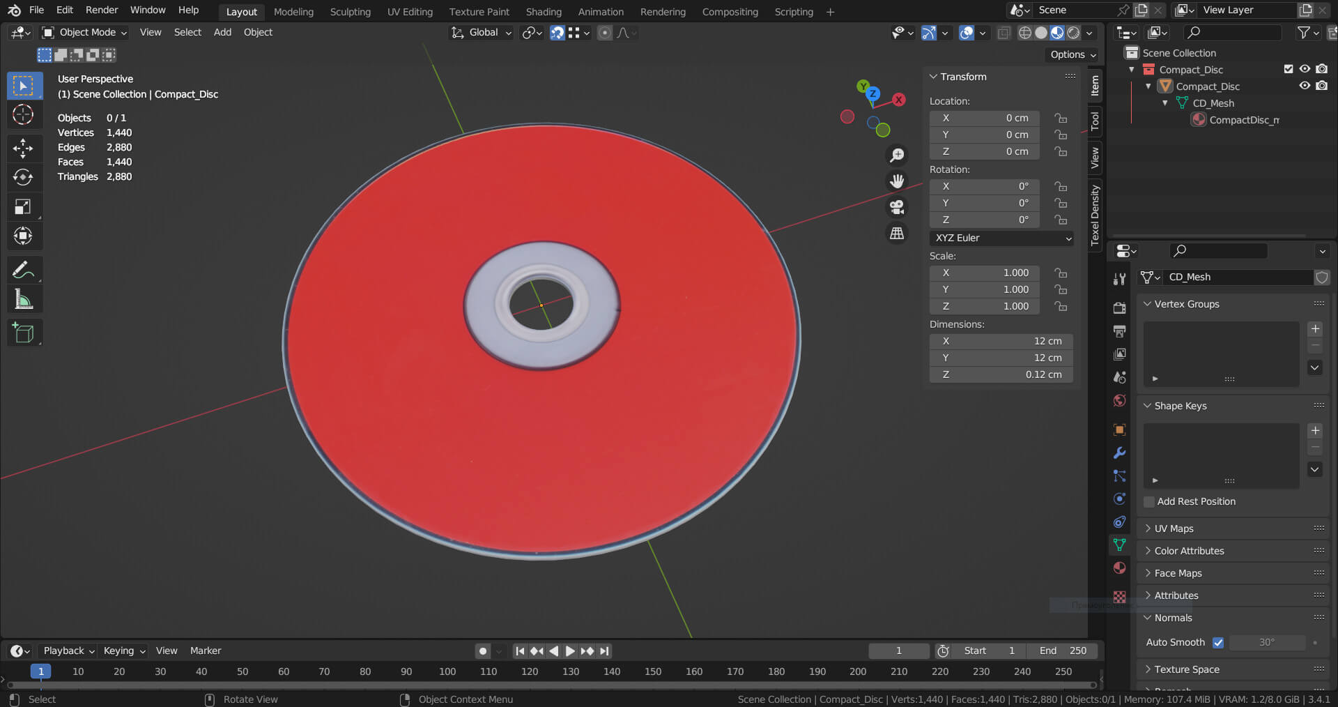 Compact Disc - 3D Model by Grishmanovskij Anton