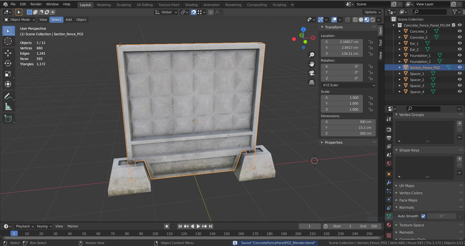 Concrete Fence Panel PO-2M 3D Model by Grishmanovskij Anton