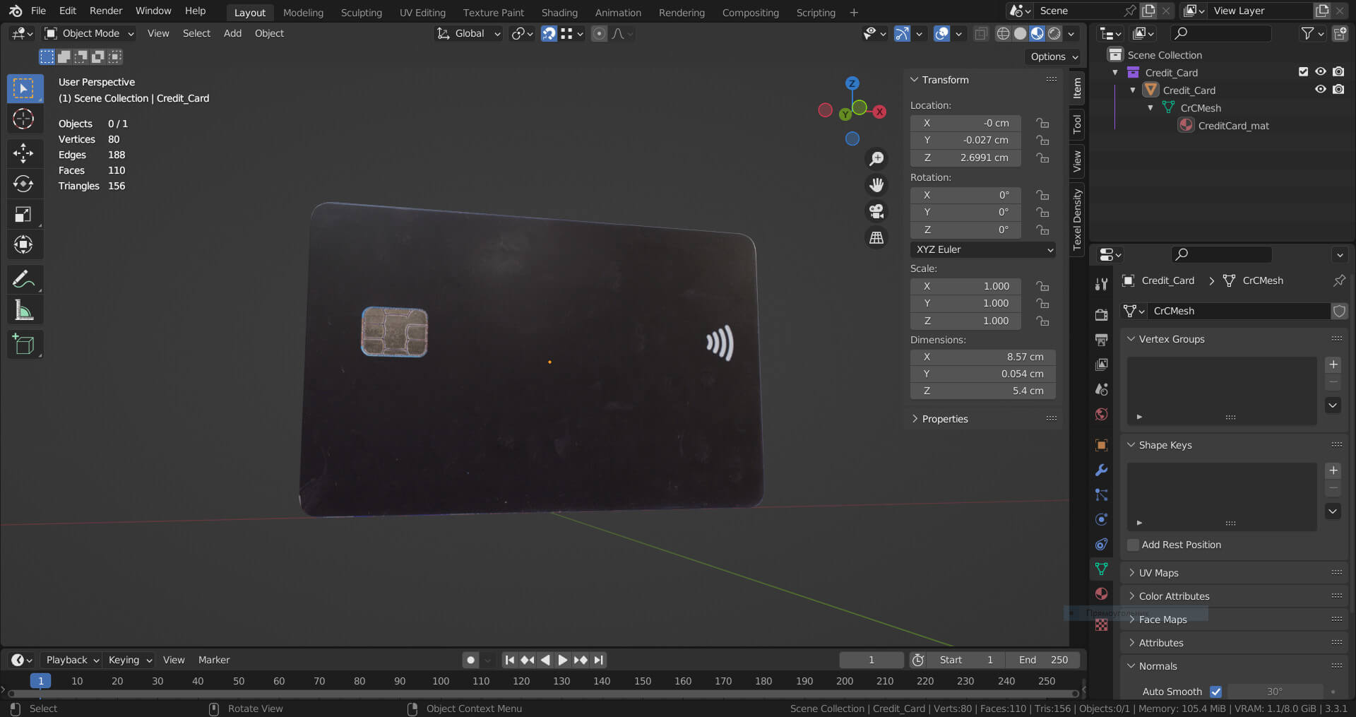 Credit Card - 3D Model by Grishmanovskij Anton