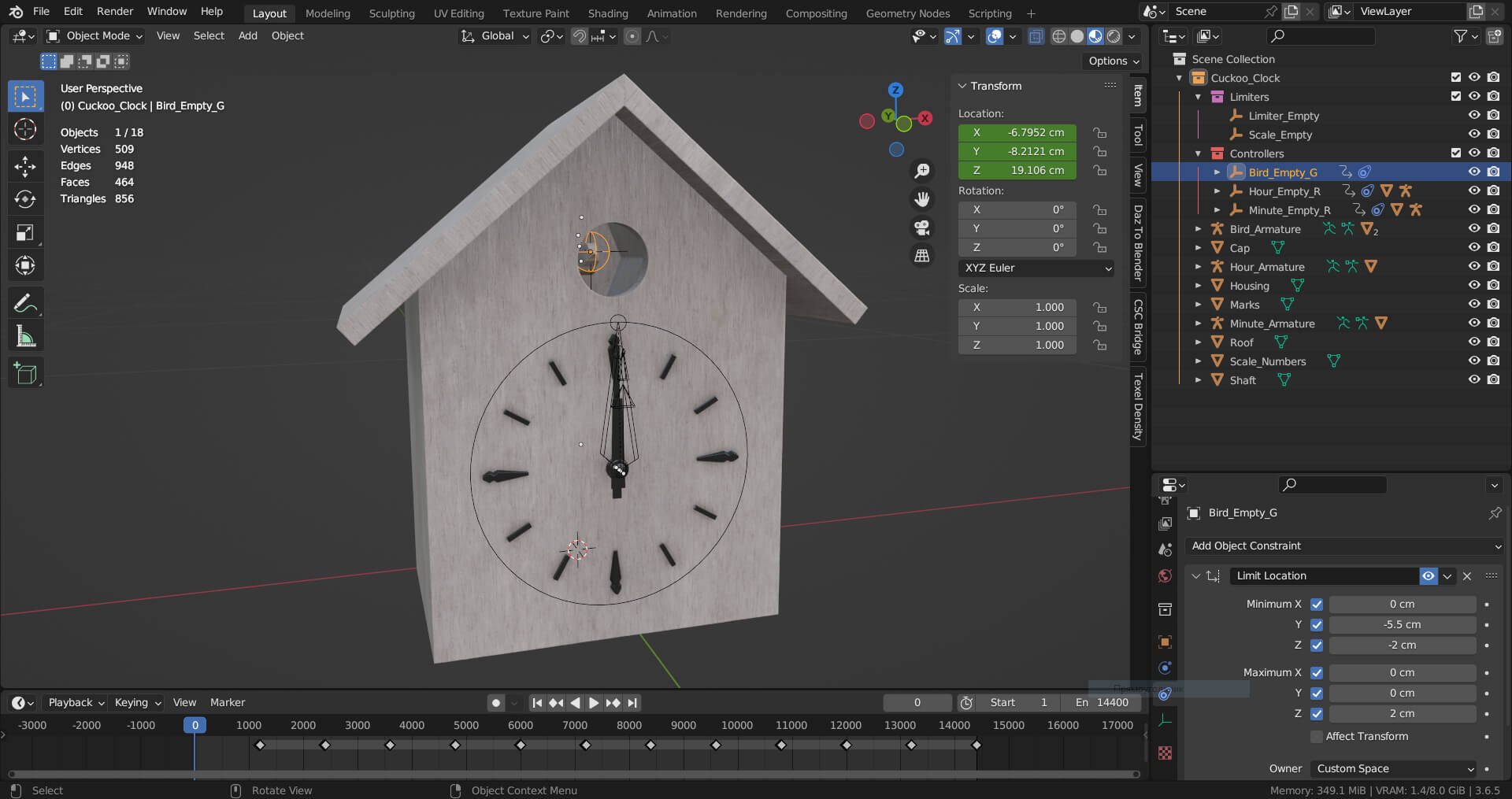 Cuckoo Clock - 3D Model by Grishmanovskij Anton