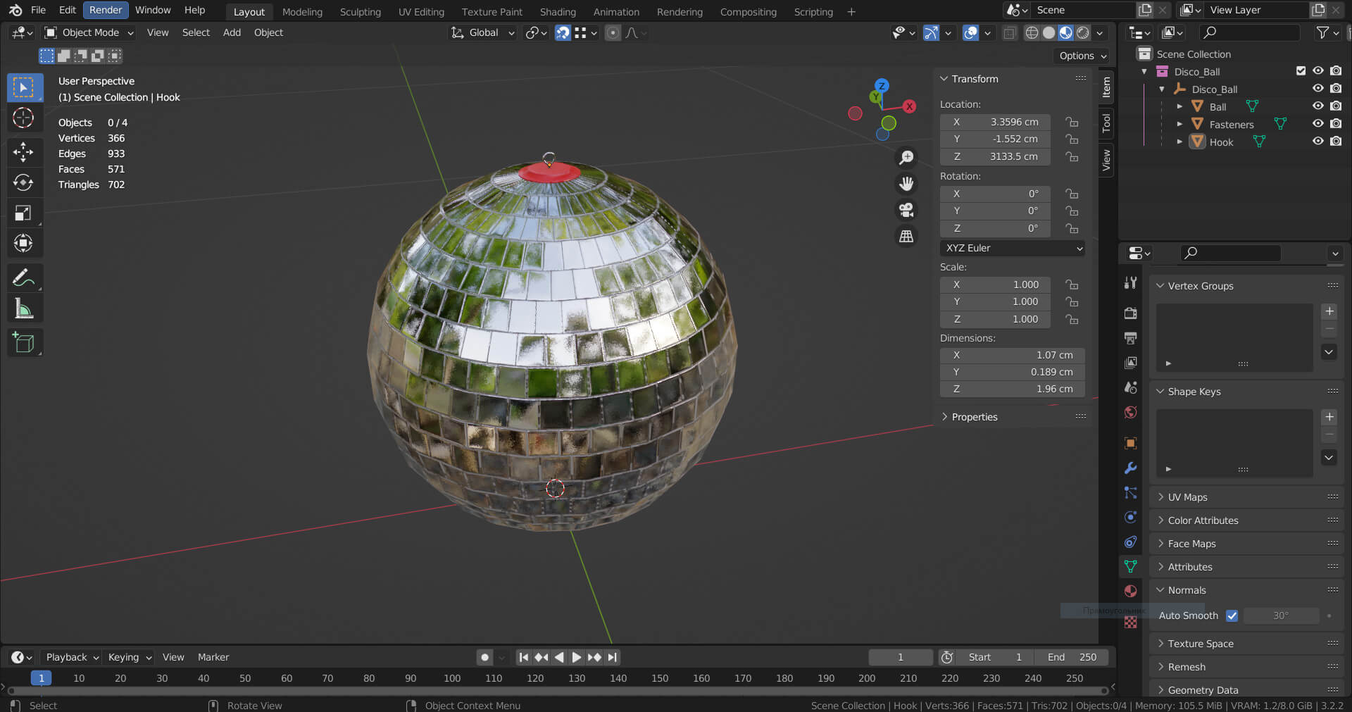 Disco Ball - 3D Model by Grishmanovskij Anton