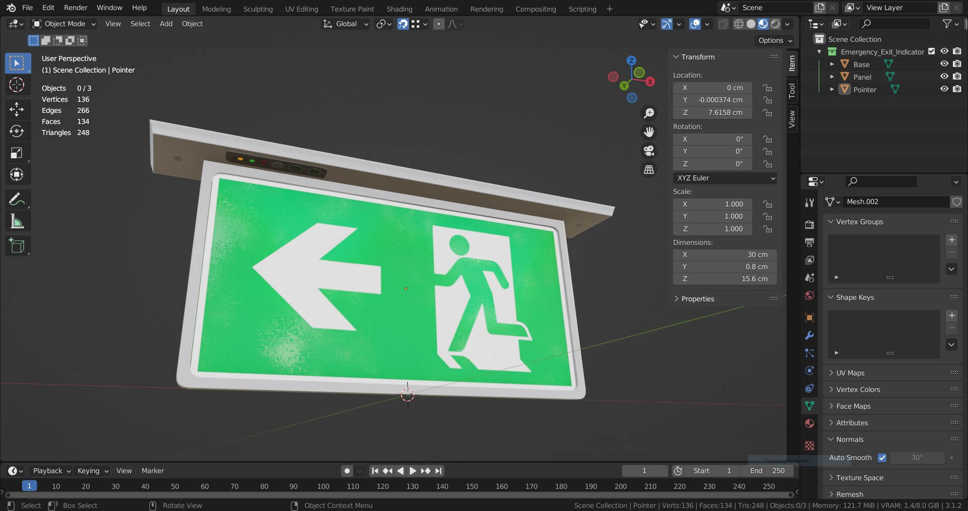 Emergency Exit Indicator - 3D Model by Grishmanovskij Anton