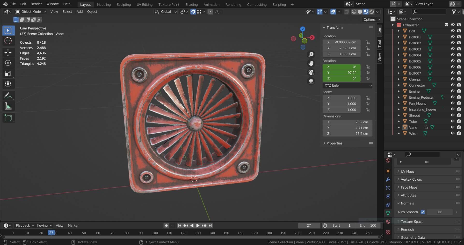 Exhauster - 3D Model by Grishmanovskij Anton