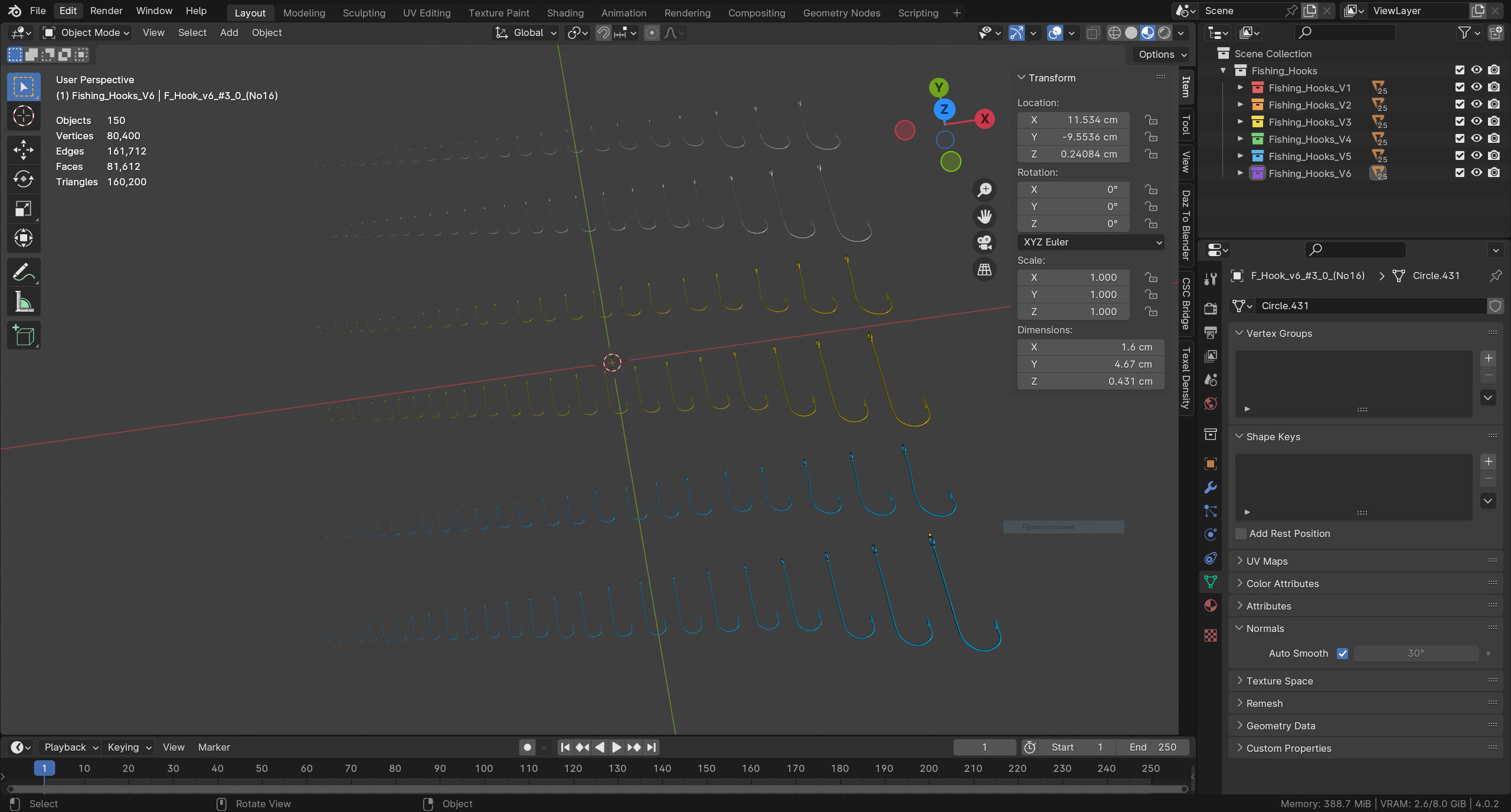Fishing Hooks - 3D Model by Grishmanovskij Anton