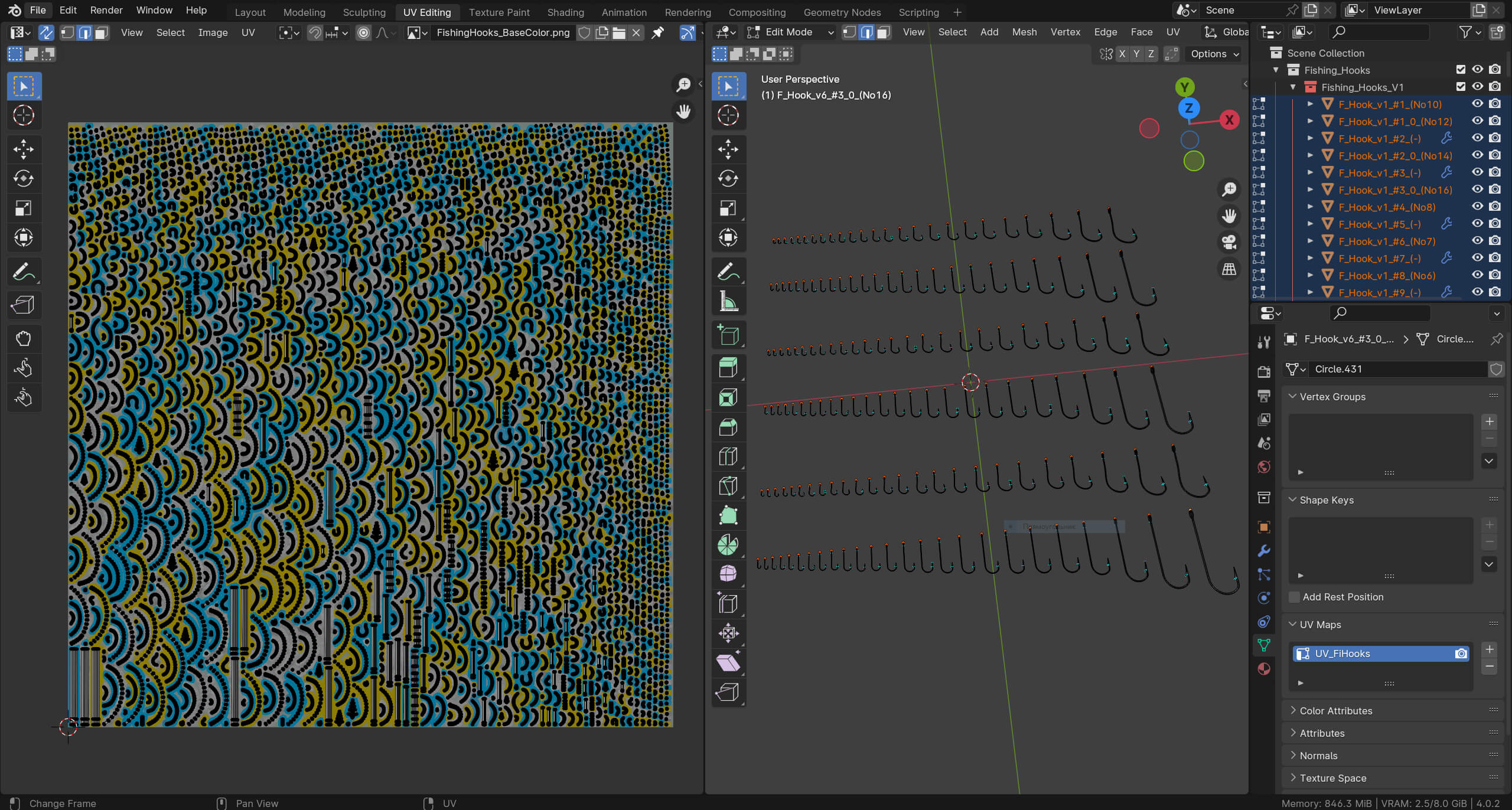 Fishing Hooks - 3D Model by Grishmanovskij Anton