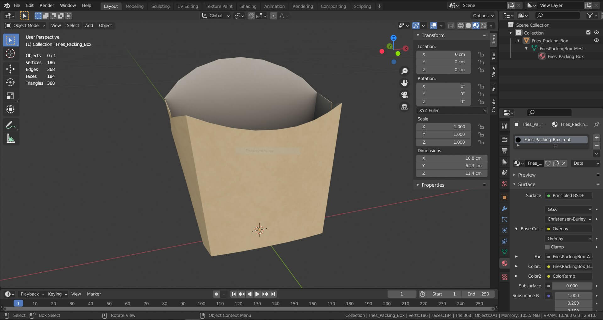 Fries Packing Box - 3D Model by Grishmanovskij Anton