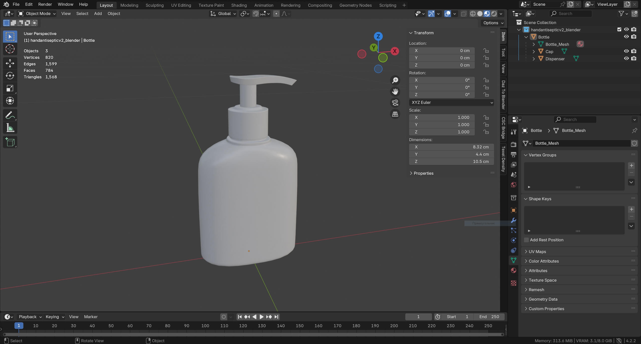 Hand Antiseptic V2 - 3D Model by Grishmanovskij Anton