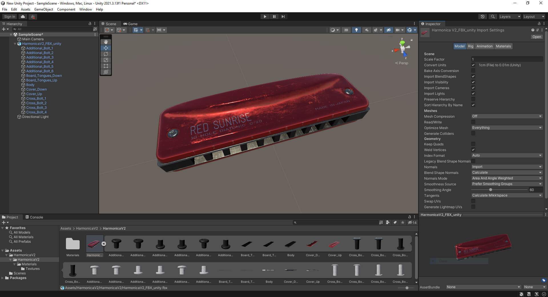 Harmonica V2 - 3D Model by Grishmanovskij Anton