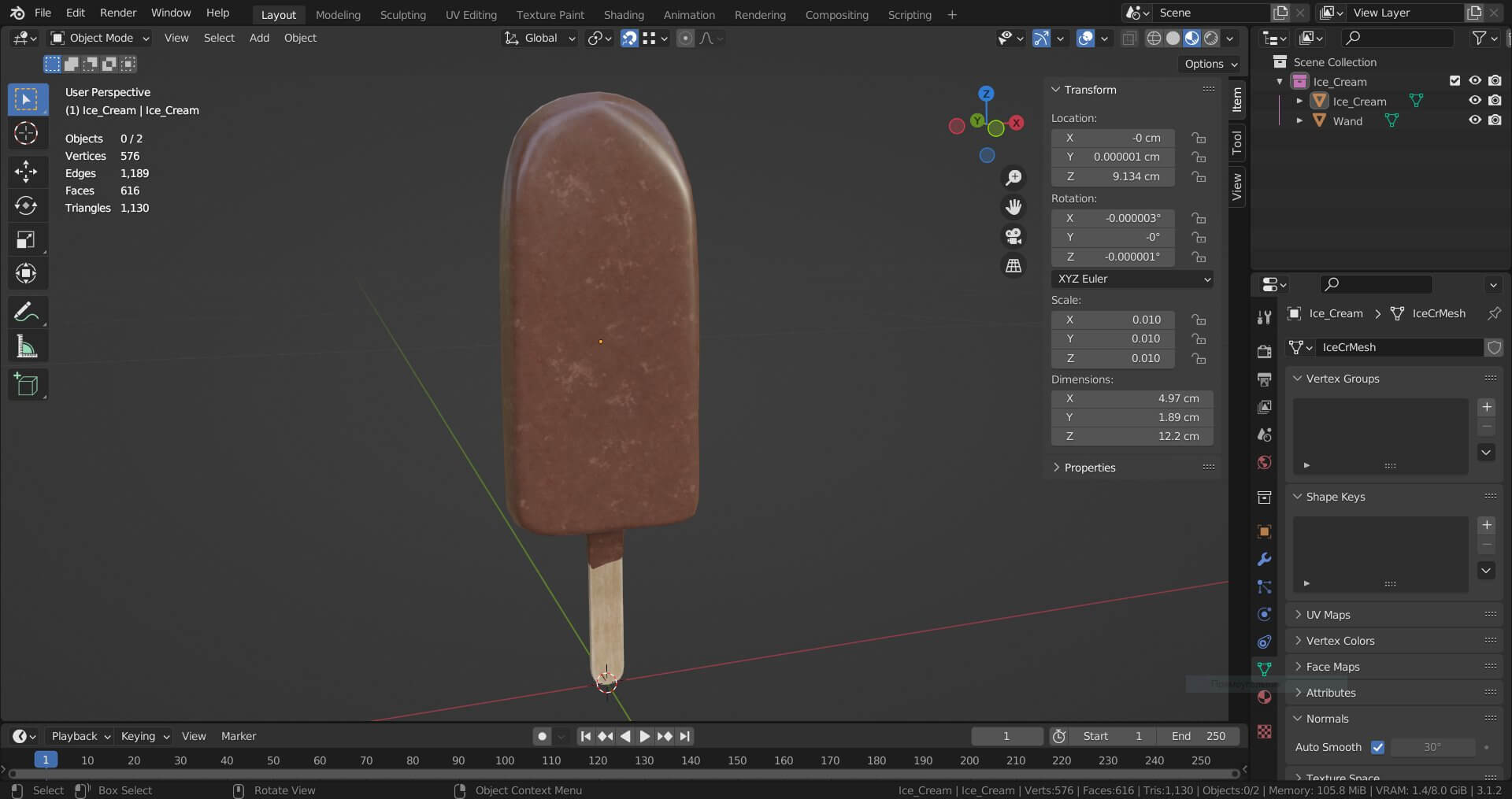 Ice Cream - 3D Model by Grishmanovskij Anton