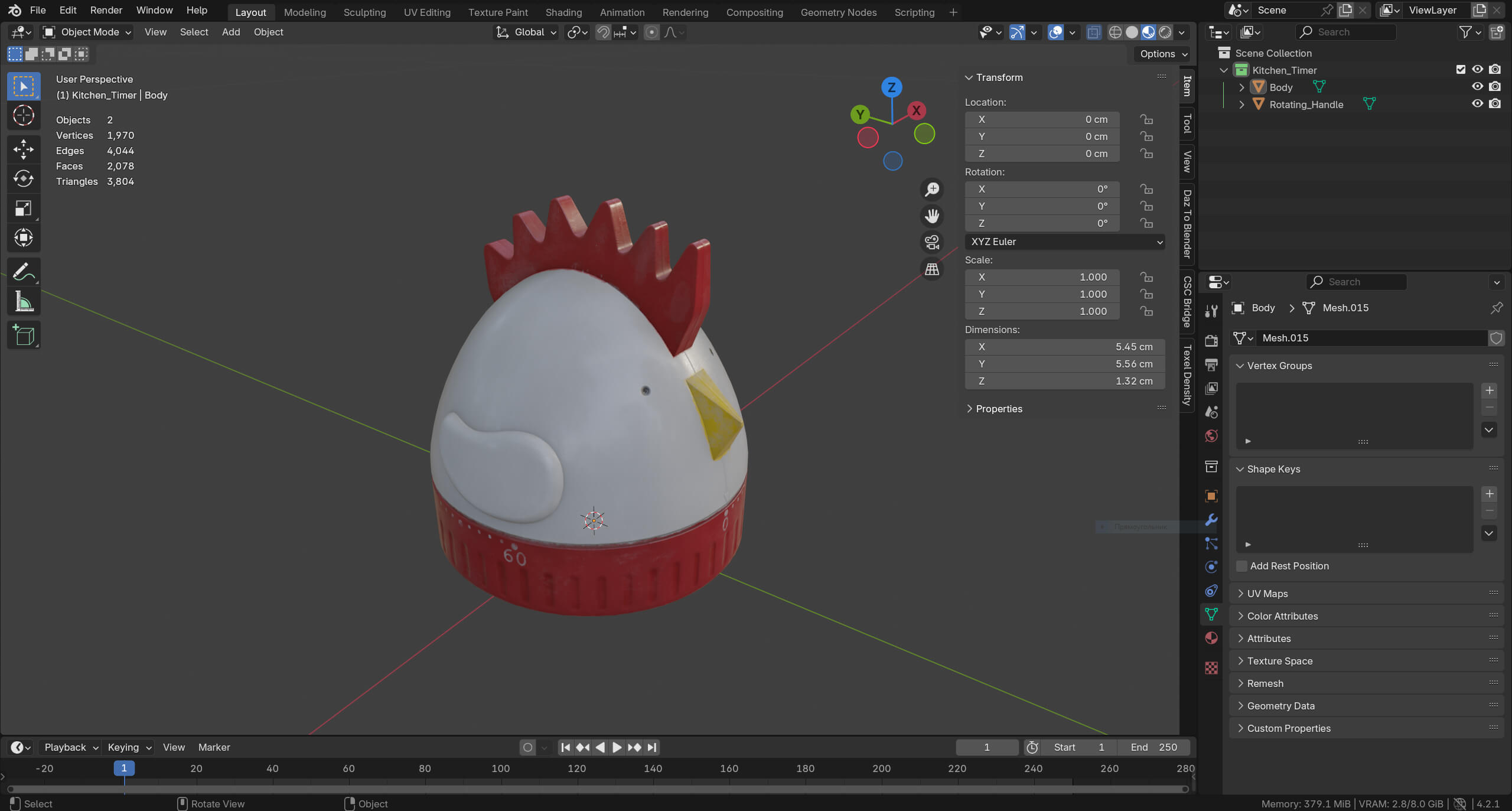 Kitchen Timer - 3D Model by Grishmanovskij Anton
