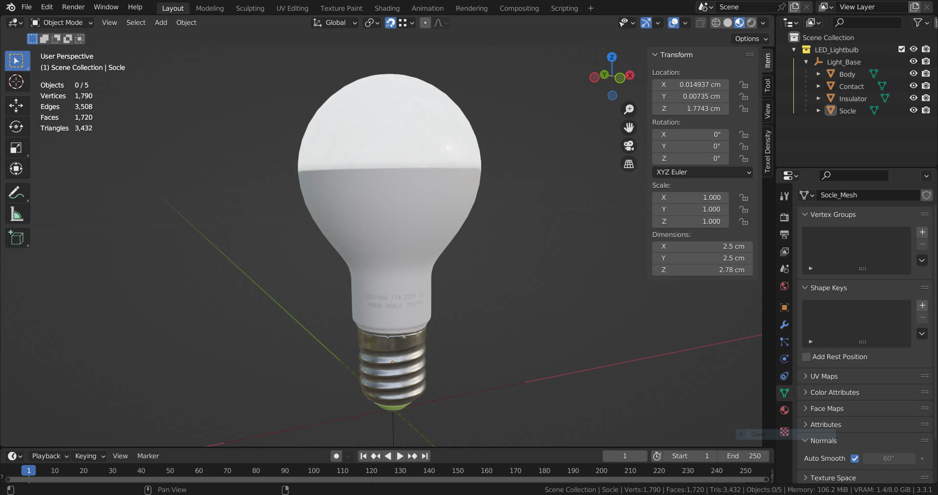 LED Light Bulb - 3D Model by Grishmanovskij Anton