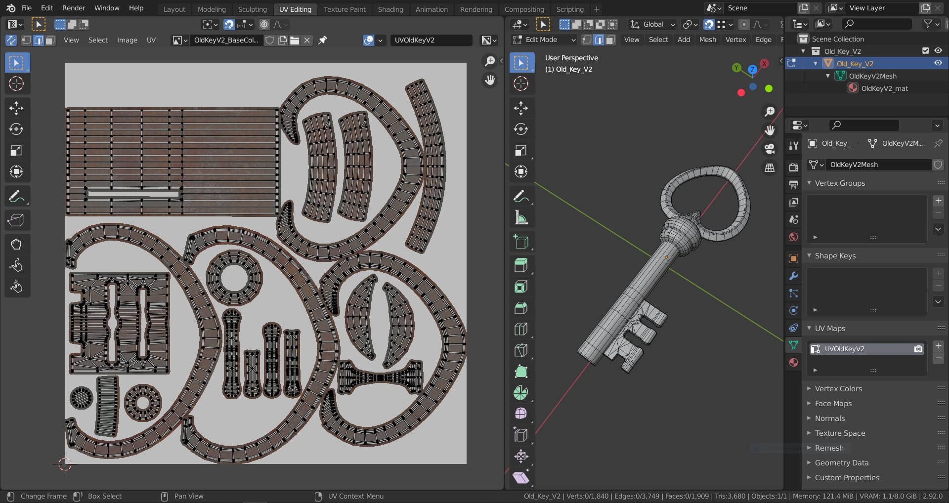 Old Key V2 - 3D Model by Grishmanovskij Anton