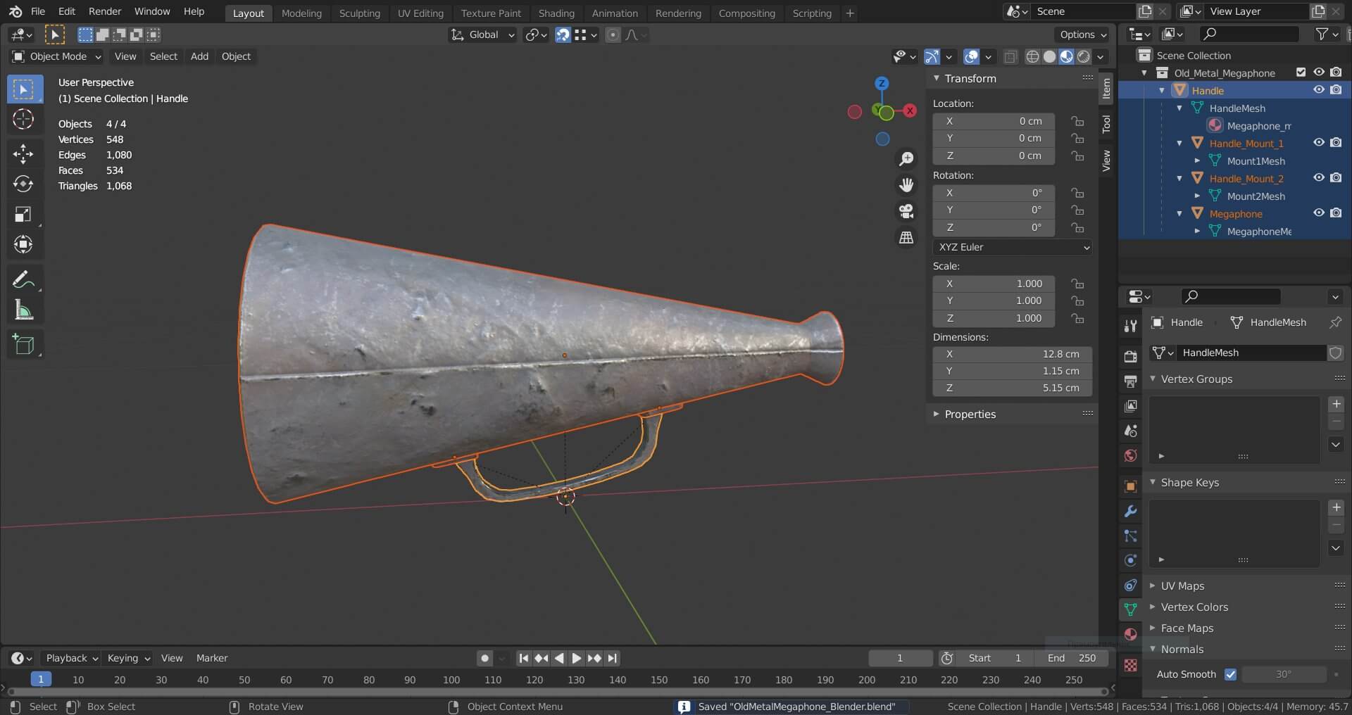 Old Metal Megaphone - 3D Model by Grishmanovskij Anton