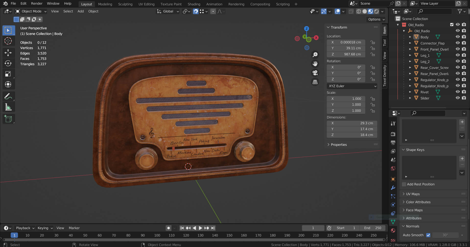 Old Radio - 3D Model by Grishmanovskij Anton