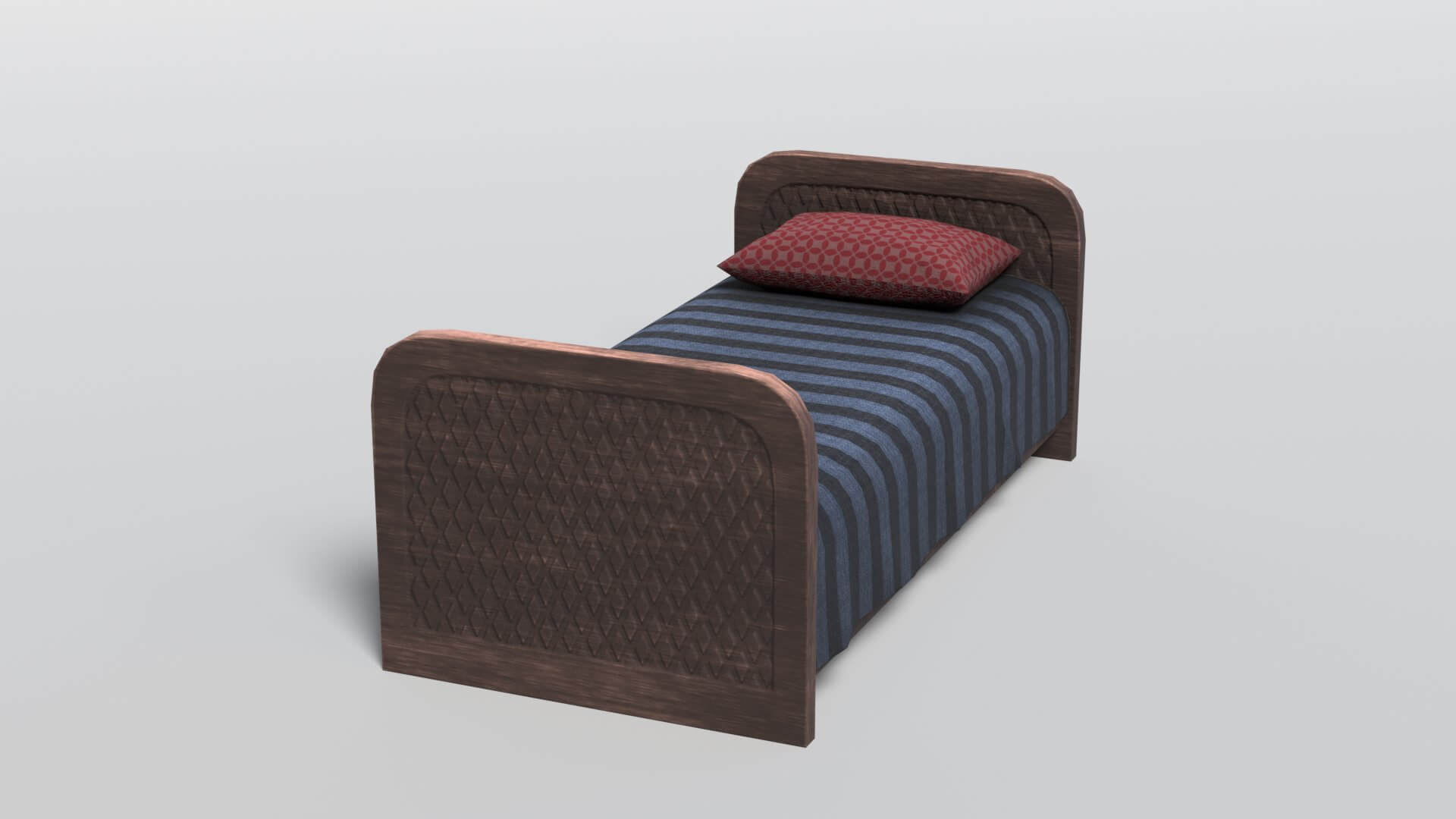 Old Single Bed V2 - 3D Model by Grishmanovskij Anton