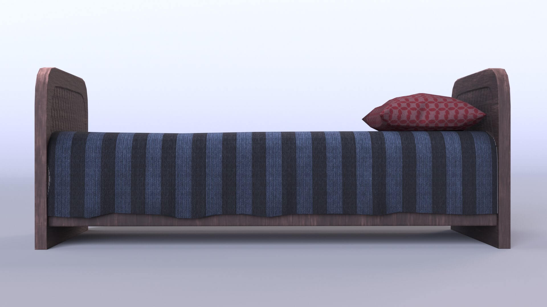Old Single Bed V2 - 3D Model by Grishmanovskij Anton
