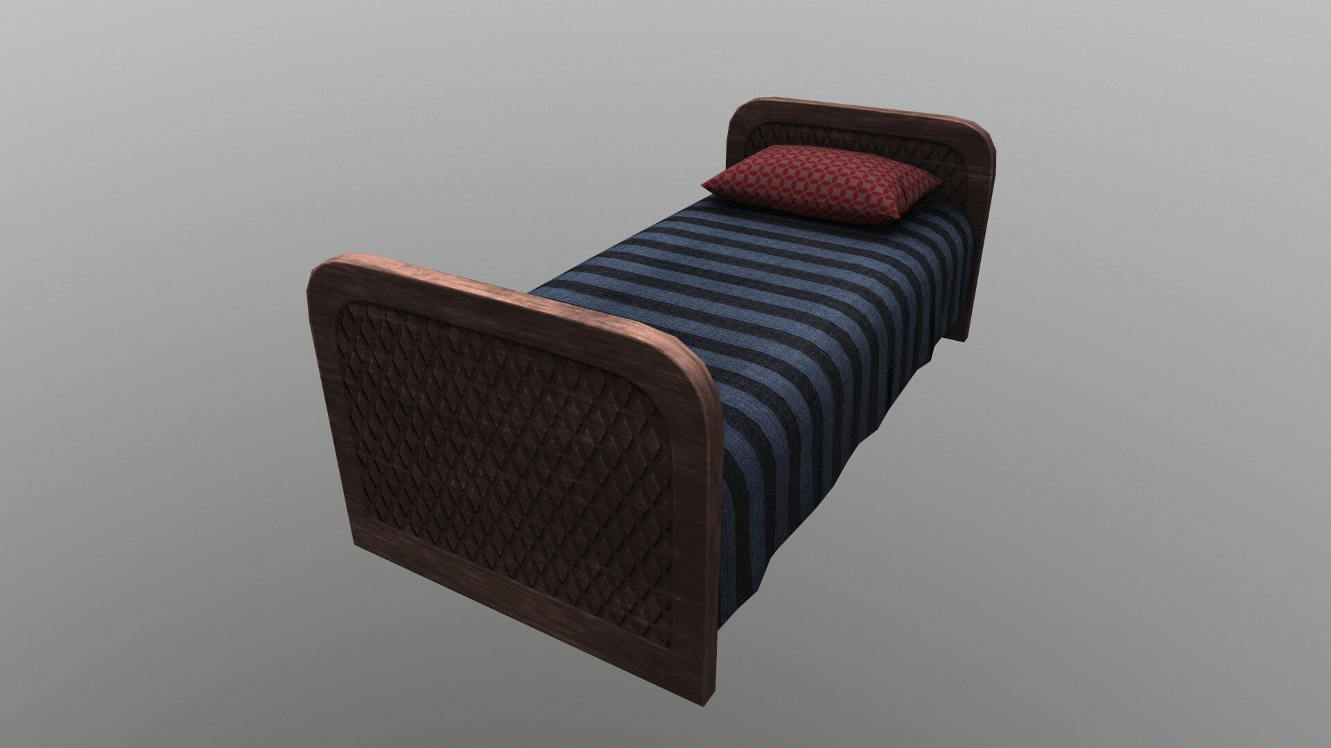 Old Single Bed V2 - 3D Model by Grishmanovskij Anton