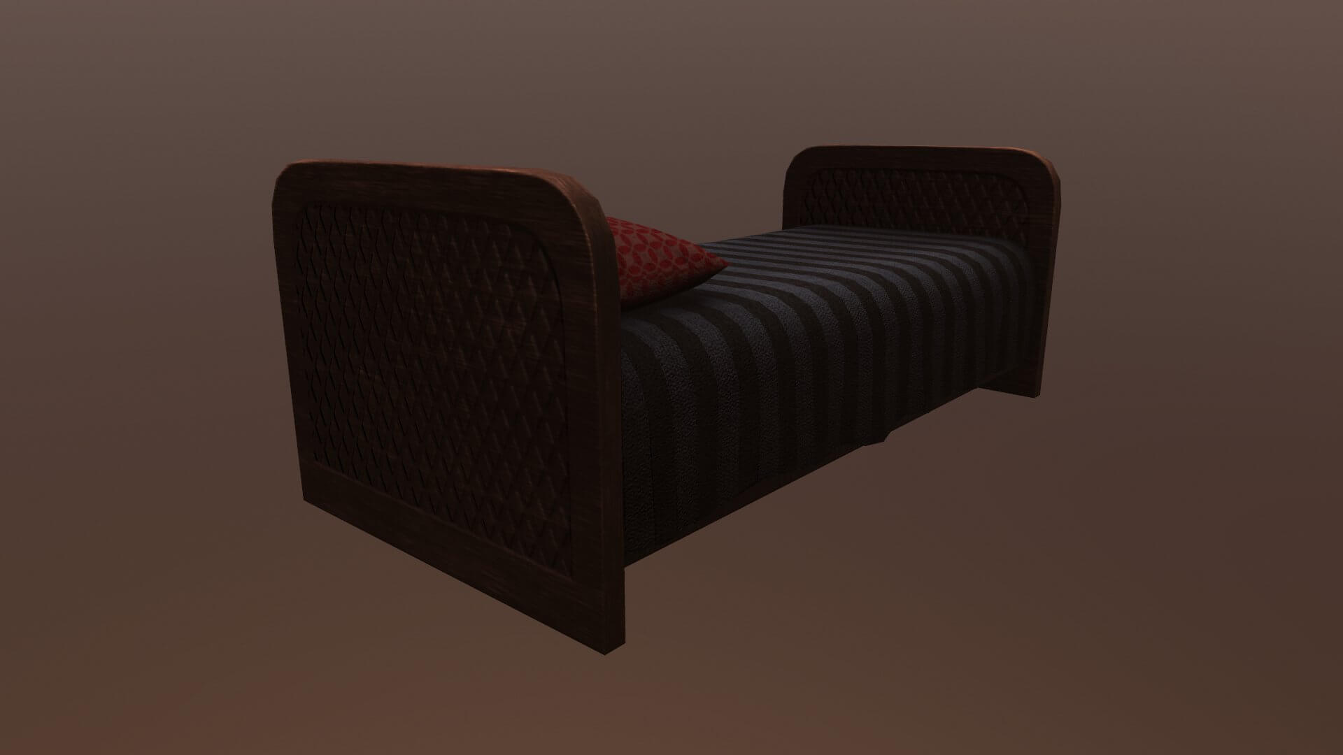 Old Single Bed V2 - 3D Model by Grishmanovskij Anton