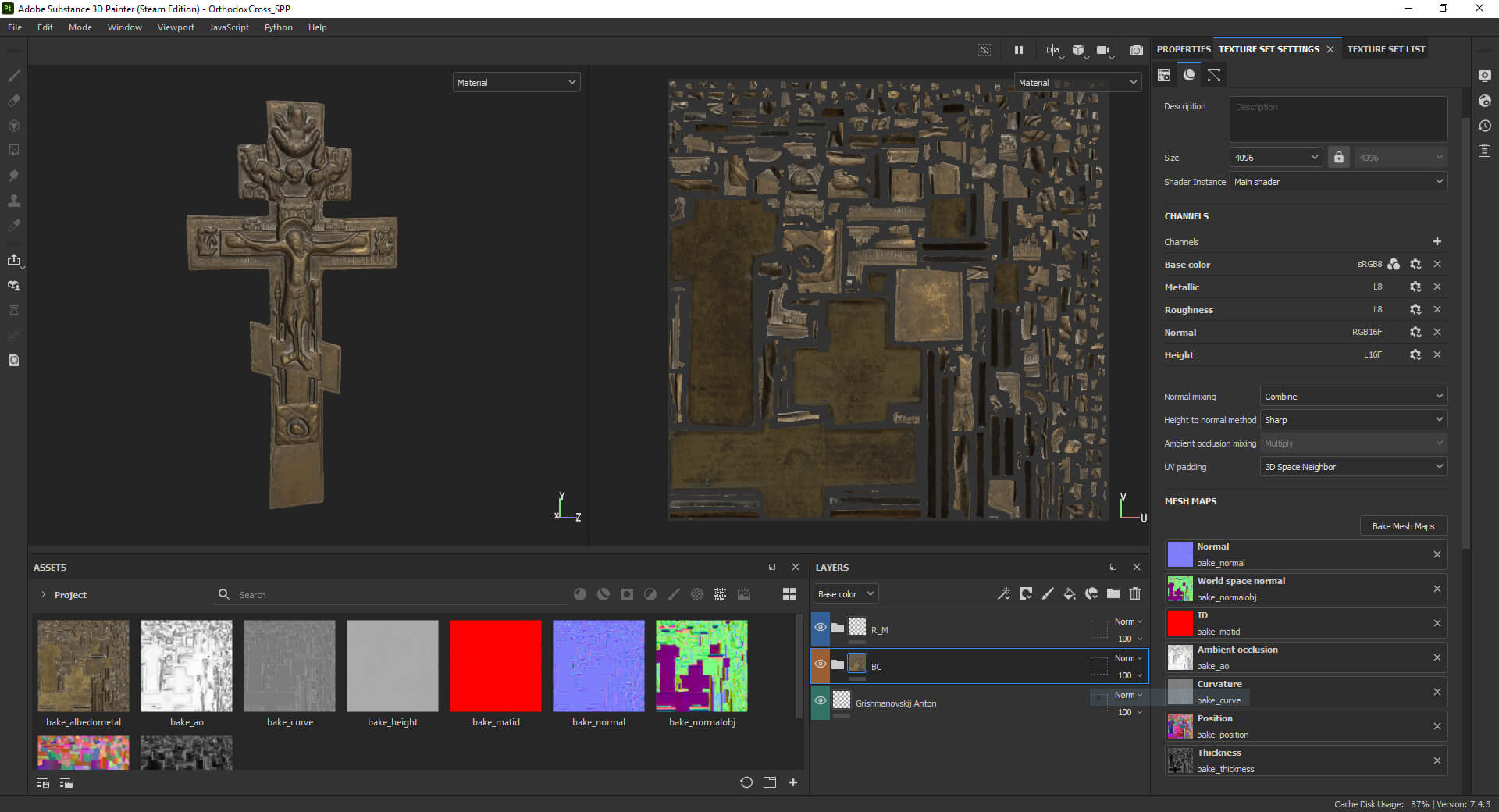Orthodox Cross - 3D Model by Grishmanovskij Anton