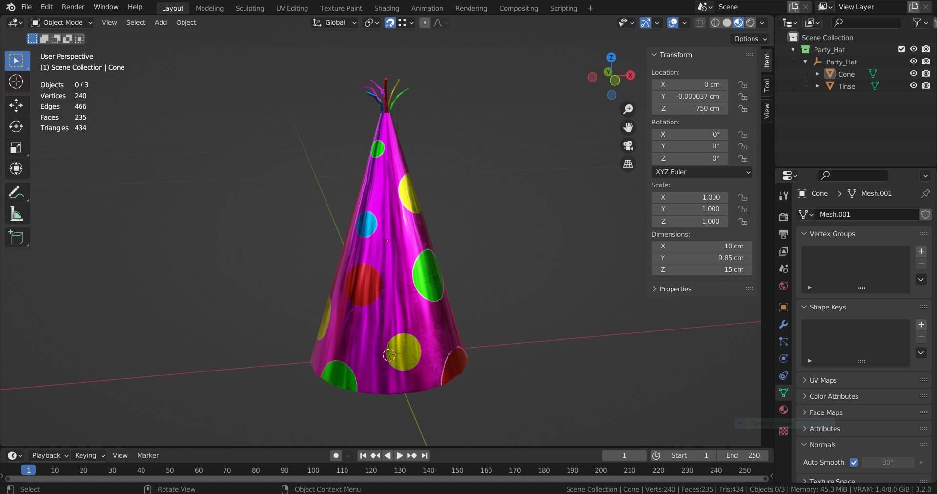 Party Hat - 3D Model by Grishmanovskij Anton