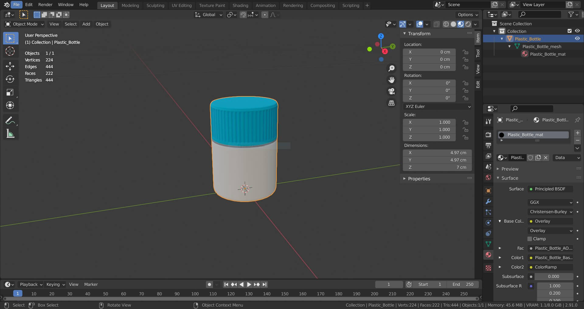 Plastic Bottle - 3D Model by Grishmanovskij Anton
