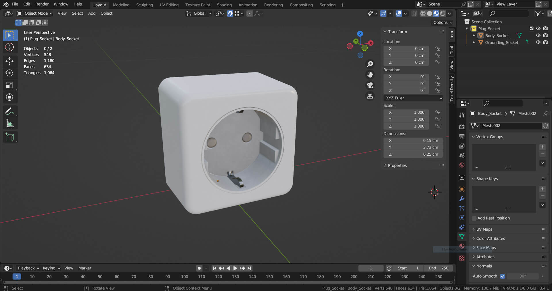 Plug Socket - 3D Model by Grishmanovskij Anton