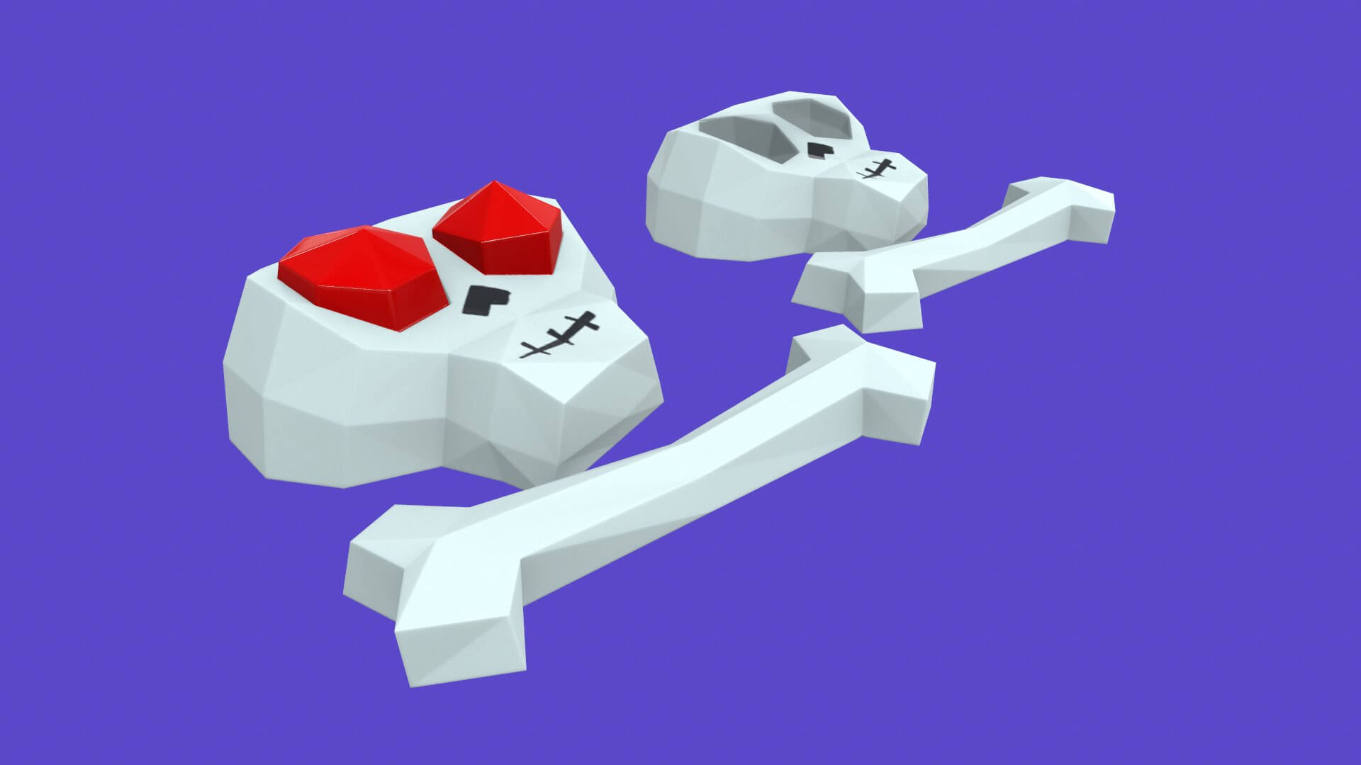 Polygonal Cartoon Skull - 3D Model by Grishmanovskij Anton