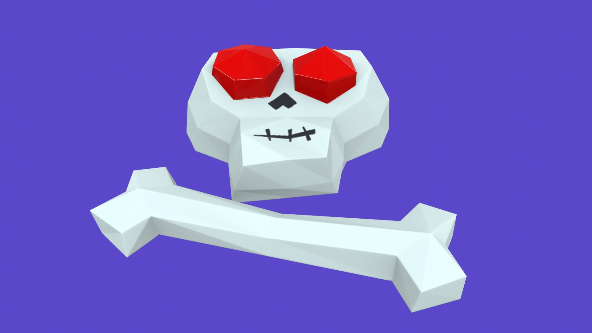 Polygonal Cartoon Skull - 3D Model by Grishmanovskij Anton