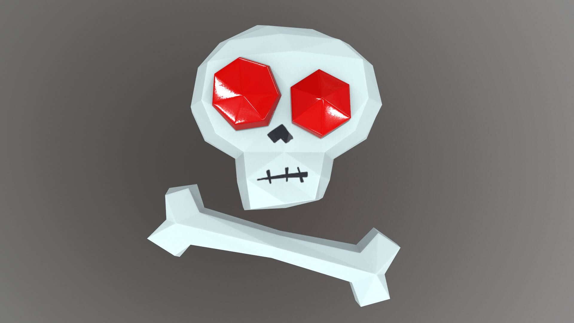Polygonal Cartoon Skull - 3D Model by Grishmanovskij Anton