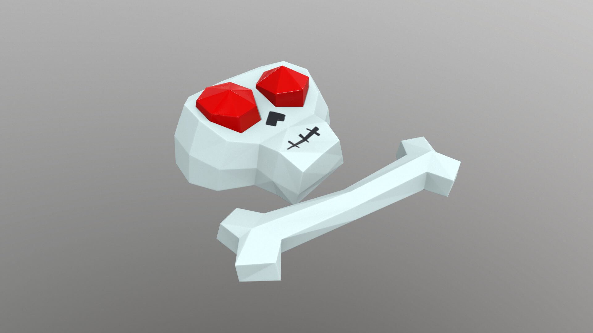 Polygonal Cartoon Skull - 3D Model by Grishmanovskij Anton