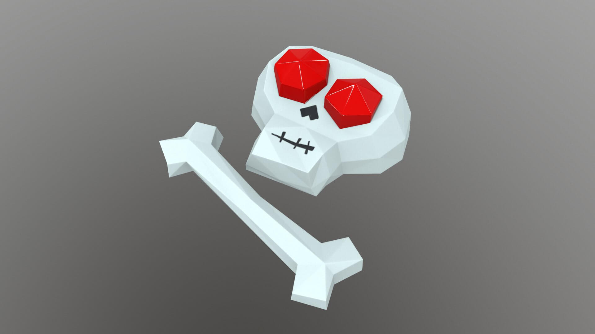 Polygonal Cartoon Skull - 3D Model by Grishmanovskij Anton