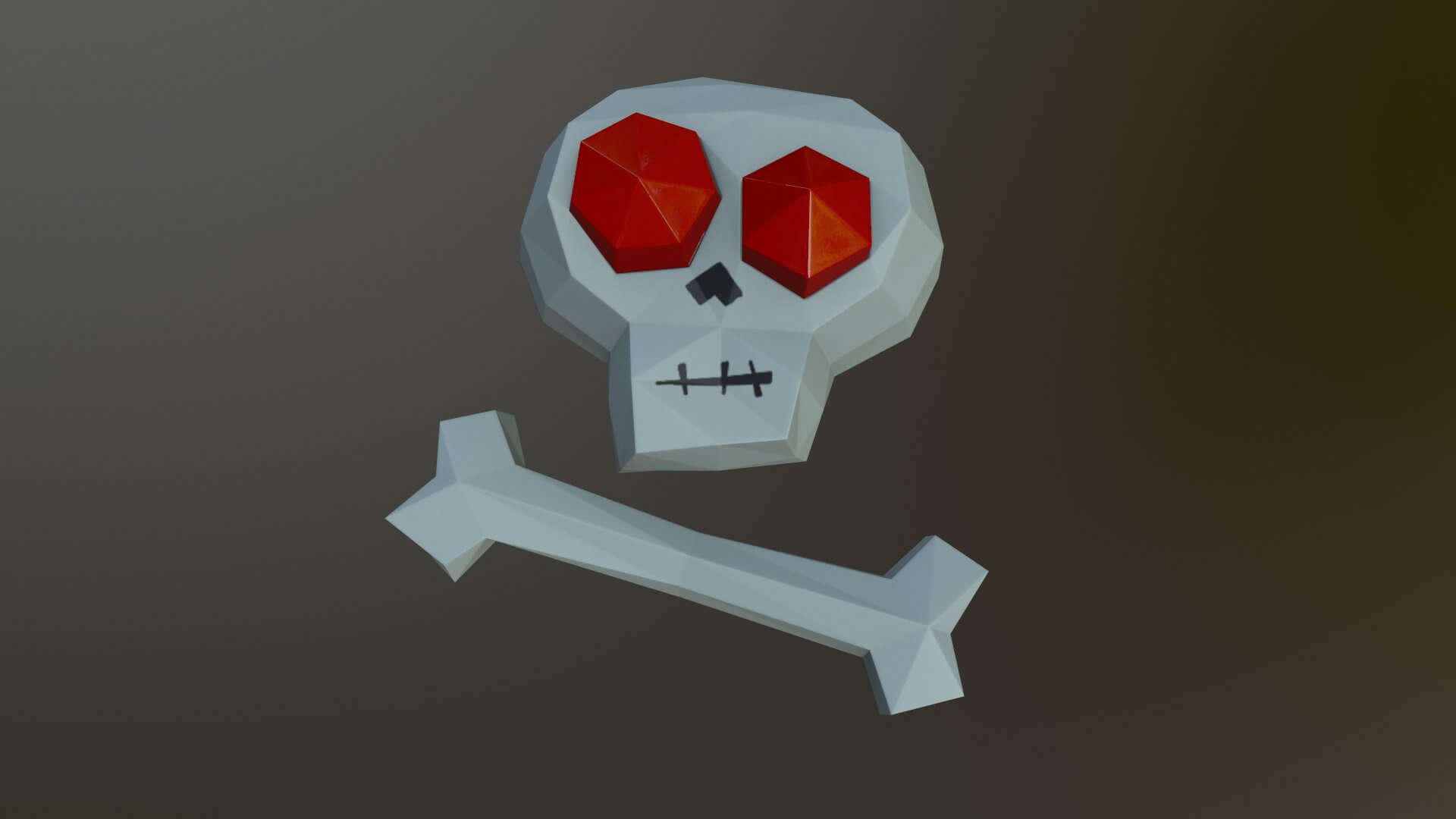 Polygonal Cartoon Skull - 3D Model by Grishmanovskij Anton