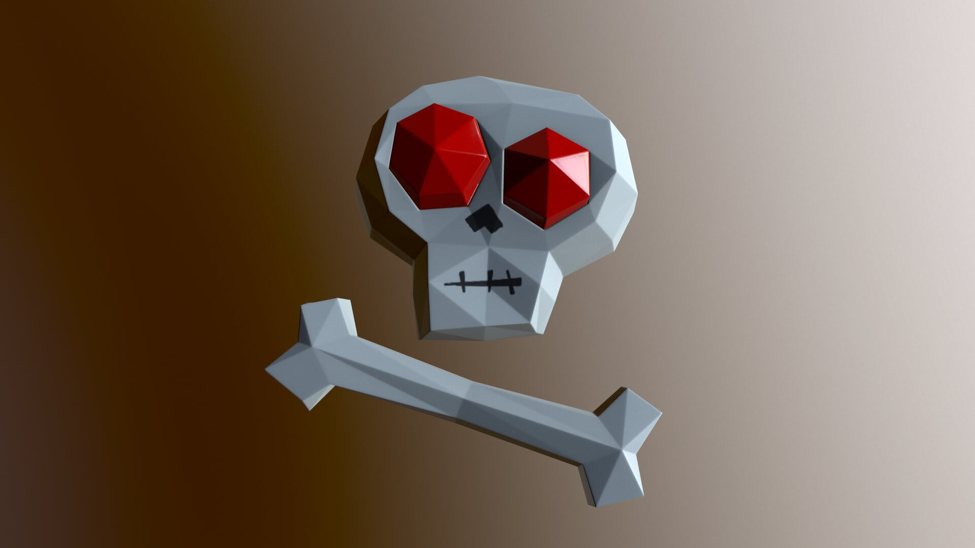 Polygonal Cartoon Skull - 3D Model by Grishmanovskij Anton