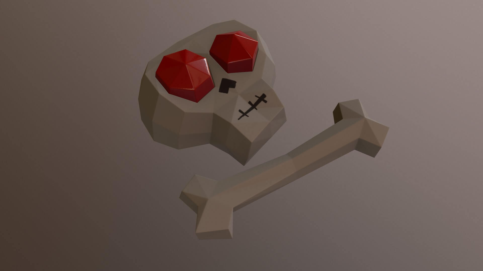 Polygonal Cartoon Skull - 3D Model by Grishmanovskij Anton