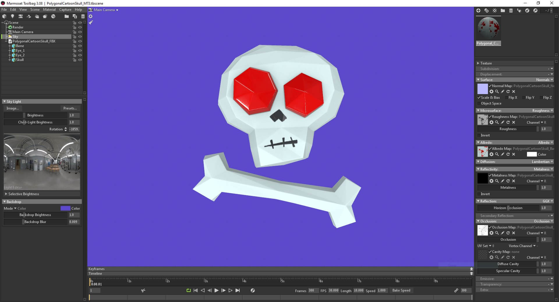 Polygonal Cartoon Skull - 3D Model by Grishmanovskij Anton