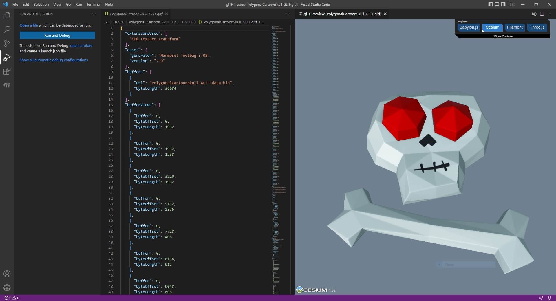 Polygonal Cartoon Skull - 3D Model by Grishmanovskij Anton