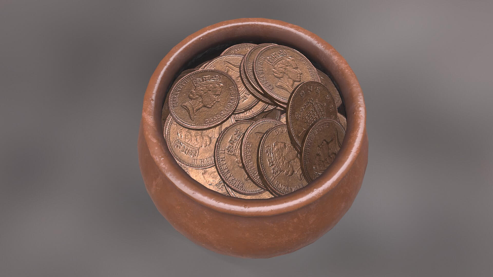 Pot With Coins - 3D Model by Grishmanovskij Anton