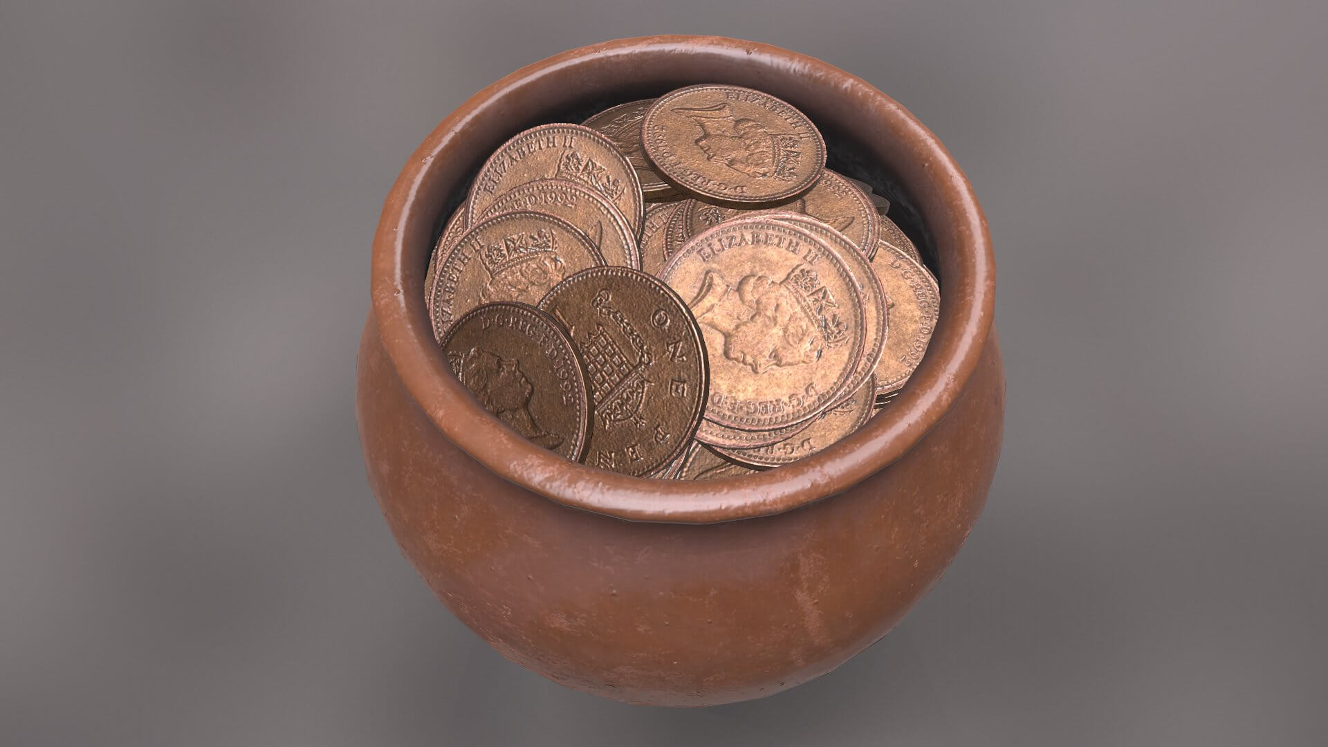 Pot With Coins - 3D Model by Grishmanovskij Anton