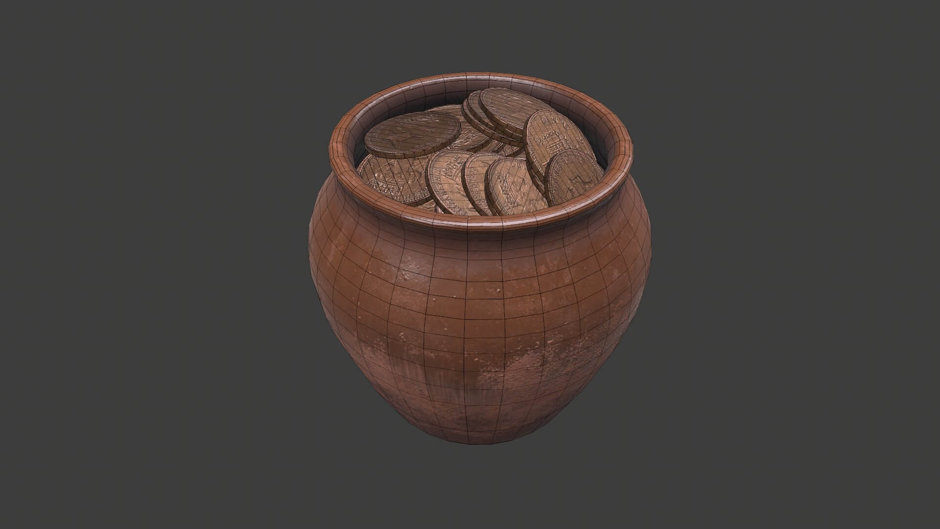 Pot With Coins - 3D Model by Grishmanovskij Anton