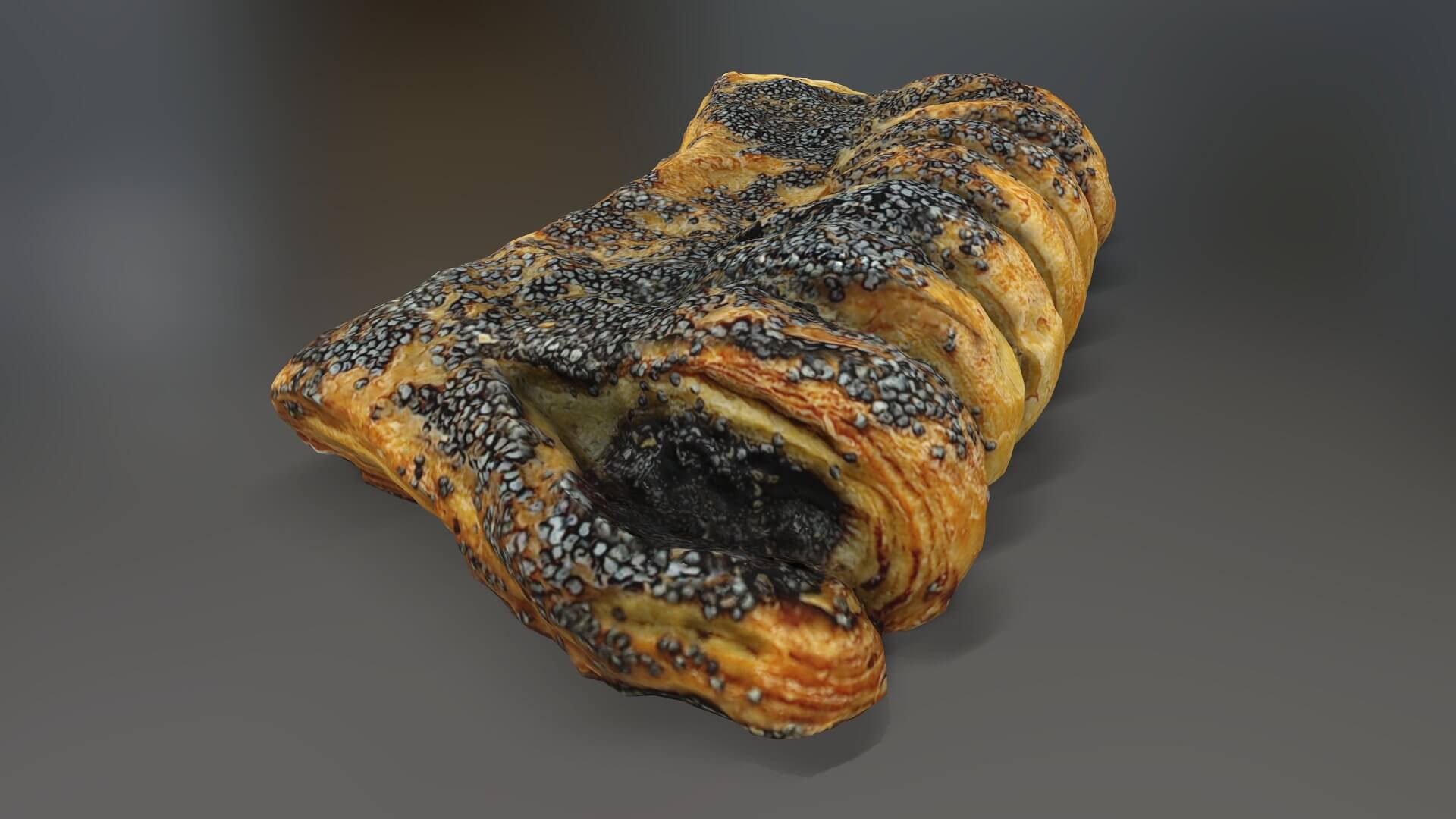 Puff Pastry Bun with Poppy - 3D Model by Grishmanovskij Anton