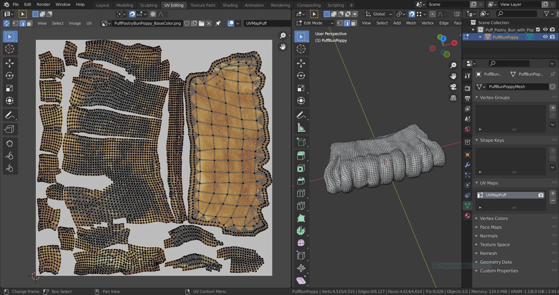 Puff Pastry Bun with Poppy - 3D Model by Grishmanovskij Anton