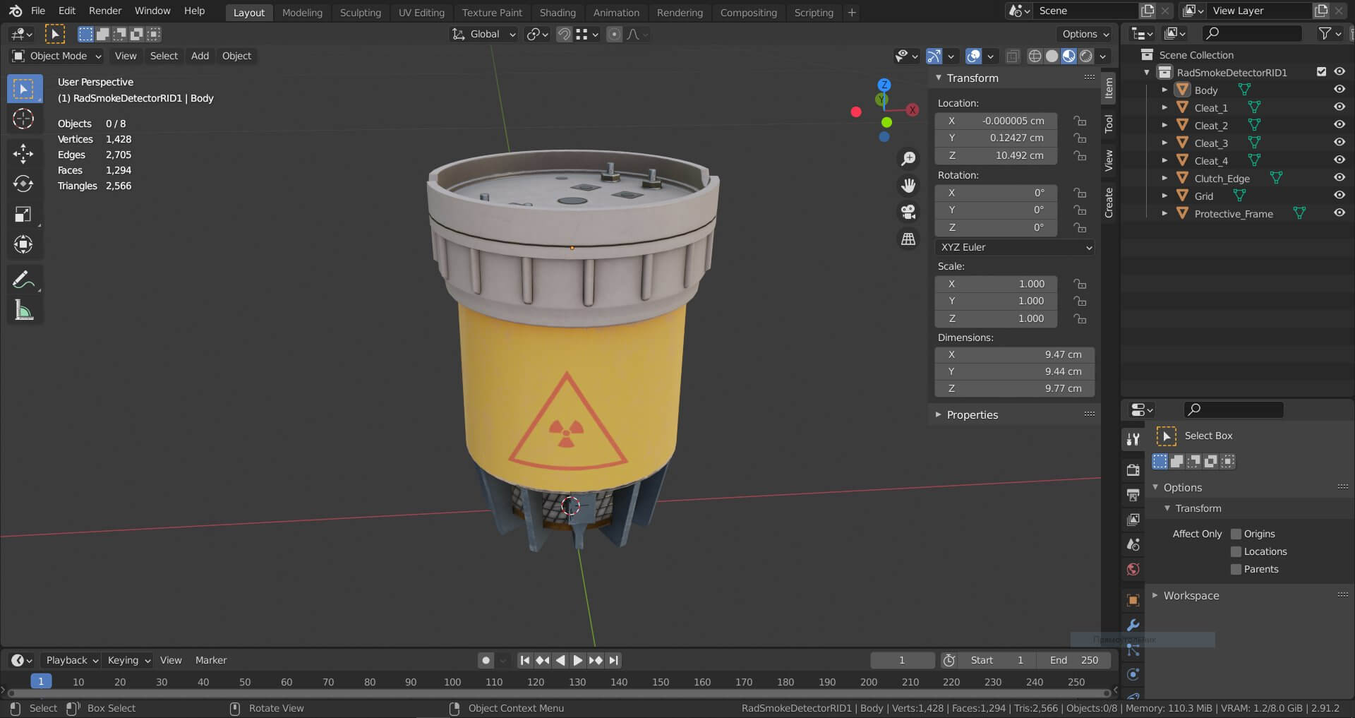 Radioisotope Smoke Detector RID-1 3D Model by Grishmanovskij Anton