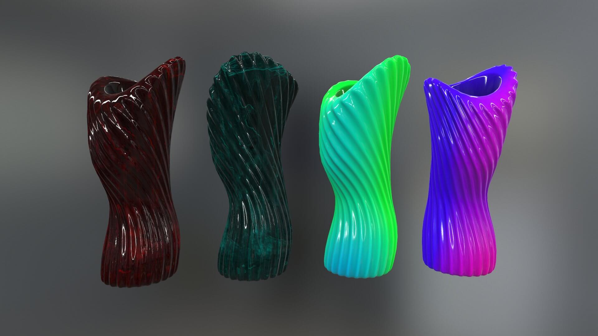 Ribbed Twisted Vase - 3D Model by Grishmanovskij Anton