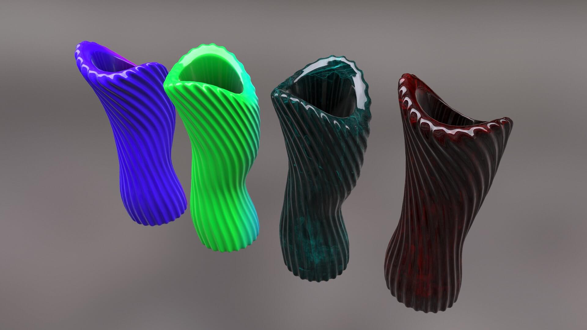 Ribbed Twisted Vase - 3D Model by Grishmanovskij Anton