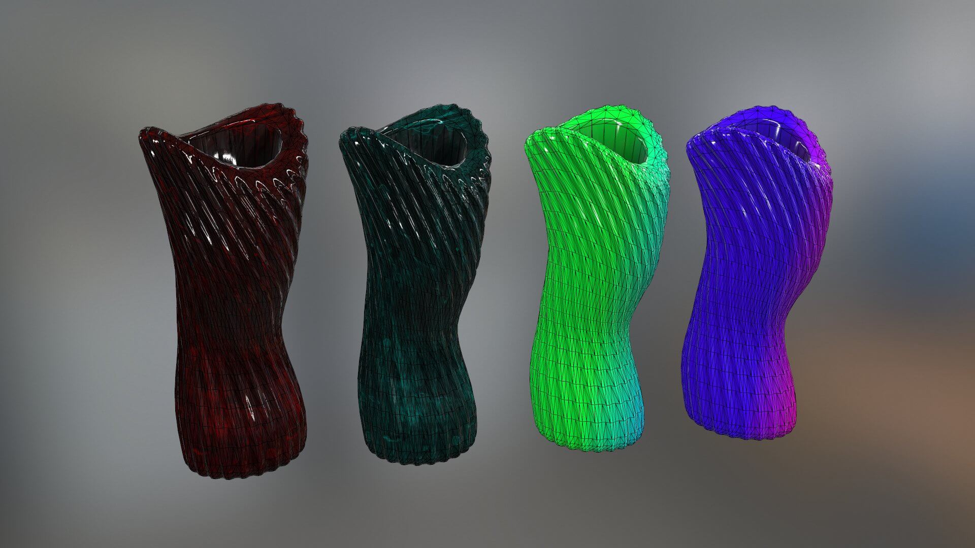 Ribbed Twisted Vase - 3D Model by Grishmanovskij Anton