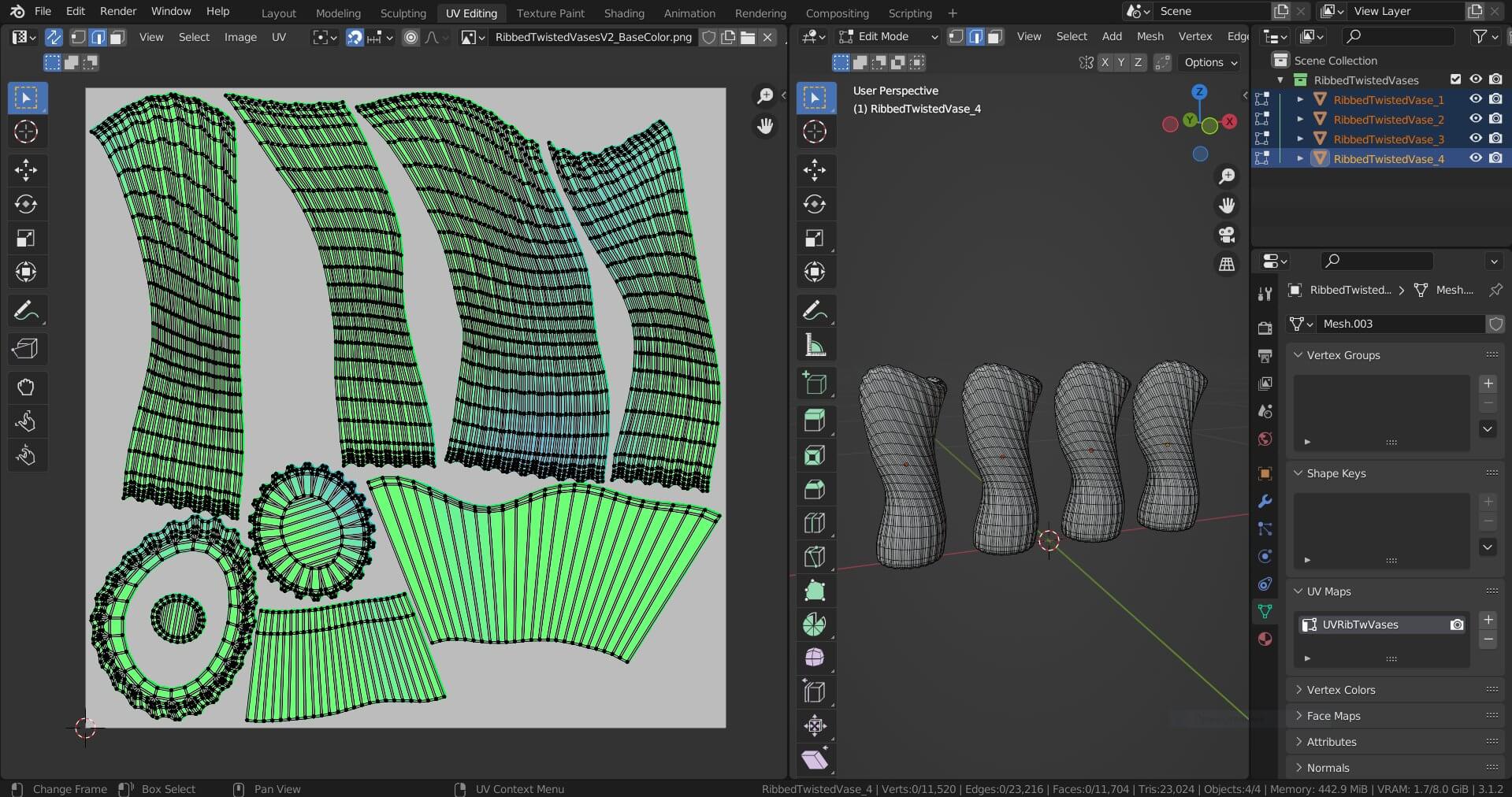 Ribbed Twisted Vase - 3D Model by Grishmanovskij Anton