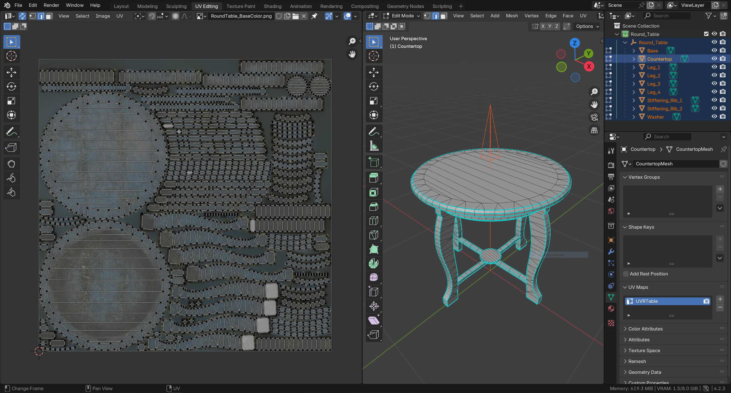 Old Round Table - 3D Model by Grishmanovskij Anton